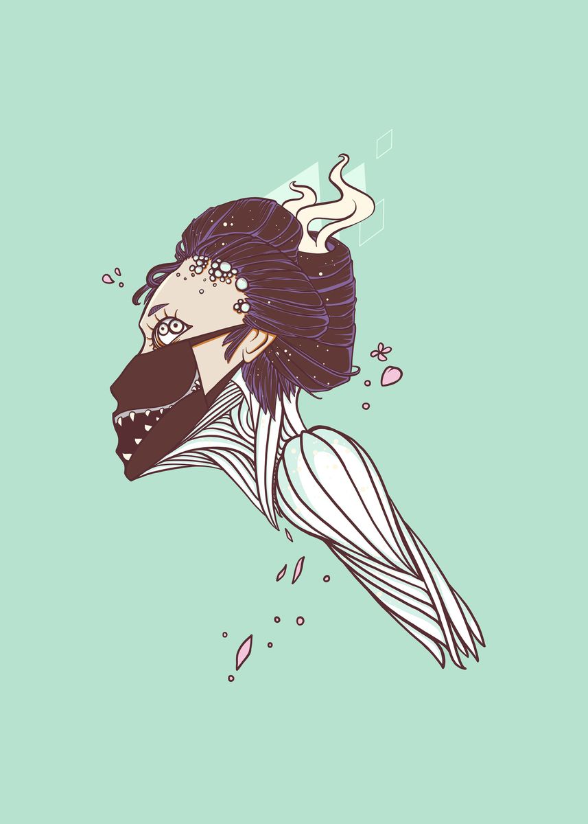 'Geisha Ninja Anime Girl' Poster, picture, metal print, paint by ...