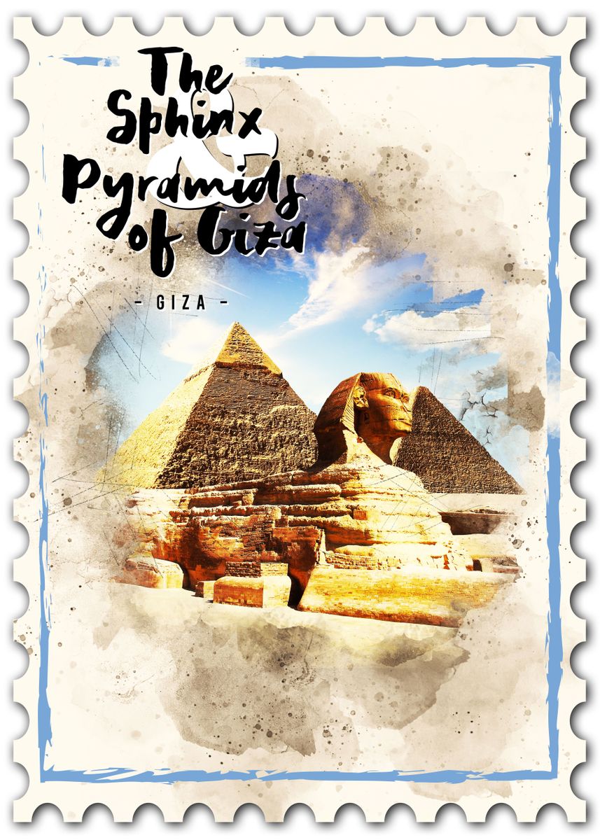 'Sphinx Pyramids of Giza' Poster, picture, metal print, paint by ...
