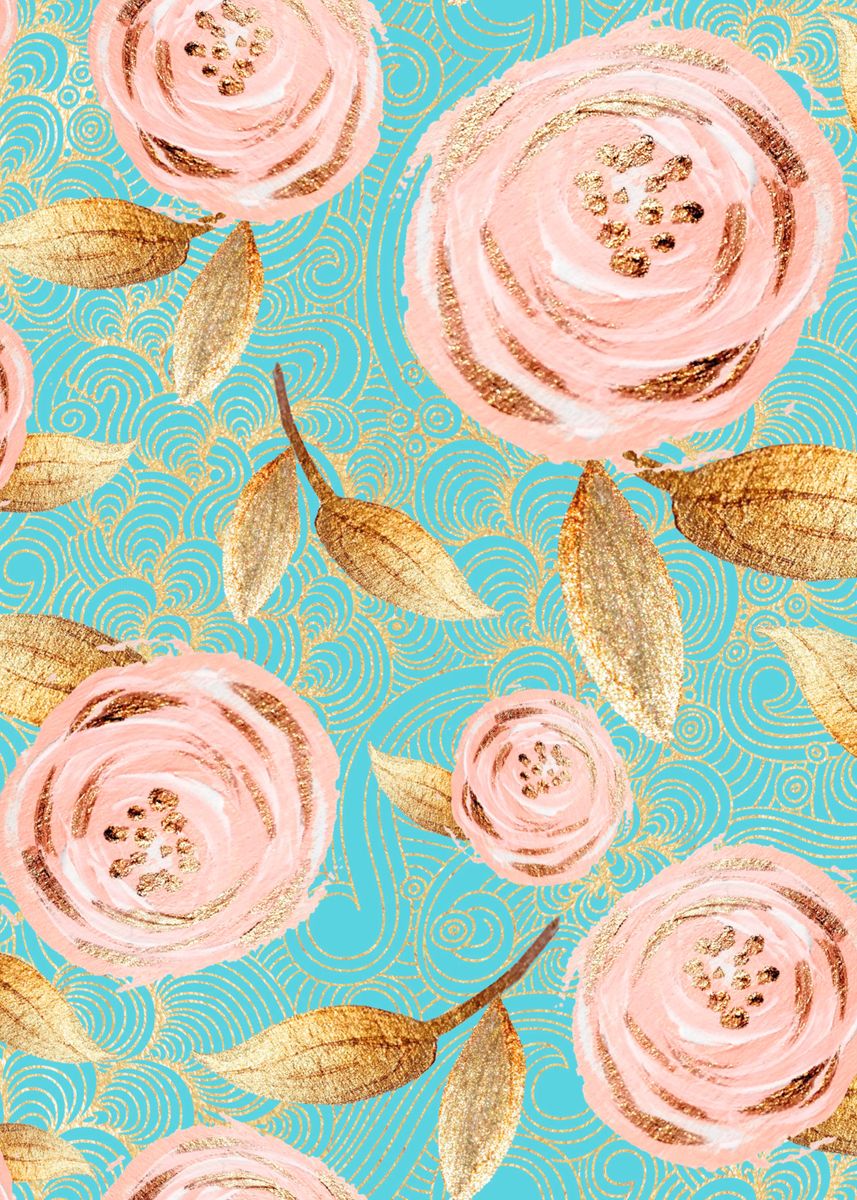 'Blush Gold Pattern 04' Poster by Aloke Design | Displate