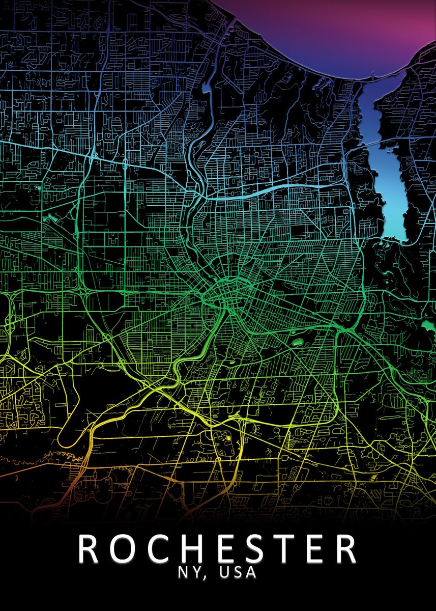 'Rochester USA City Map' Poster by City Map Art Prints | Displate