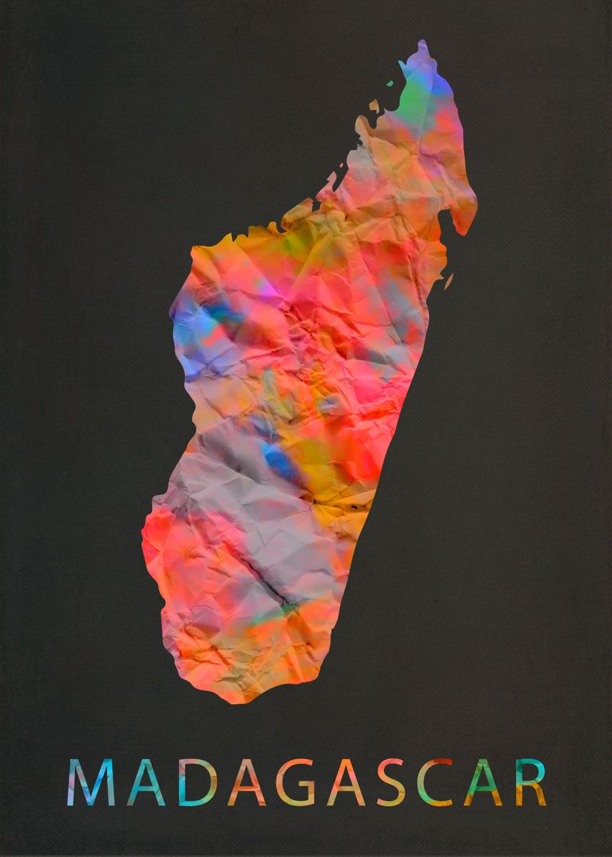 'Madagascar Tie Dye Map' Poster, picture, metal print, paint by Design ...