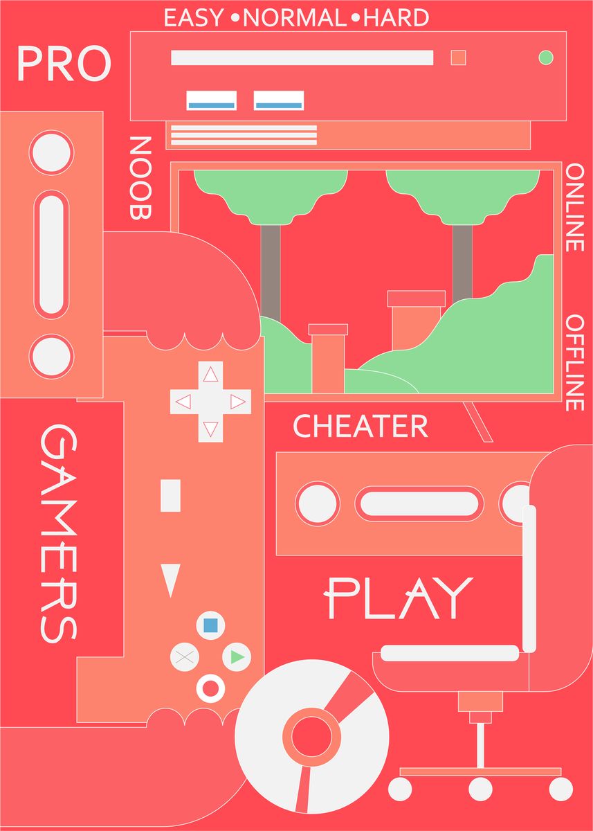 'Gaming illustration flat' Poster by Zamzam Art Design | Displate
