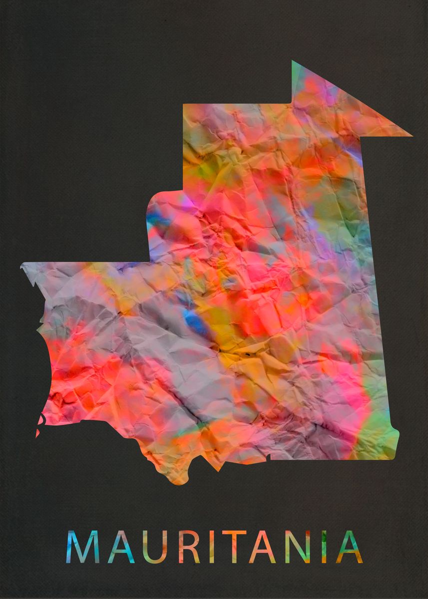 'Mauritania Tie Dye Country' Poster, picture, metal print, paint by ...