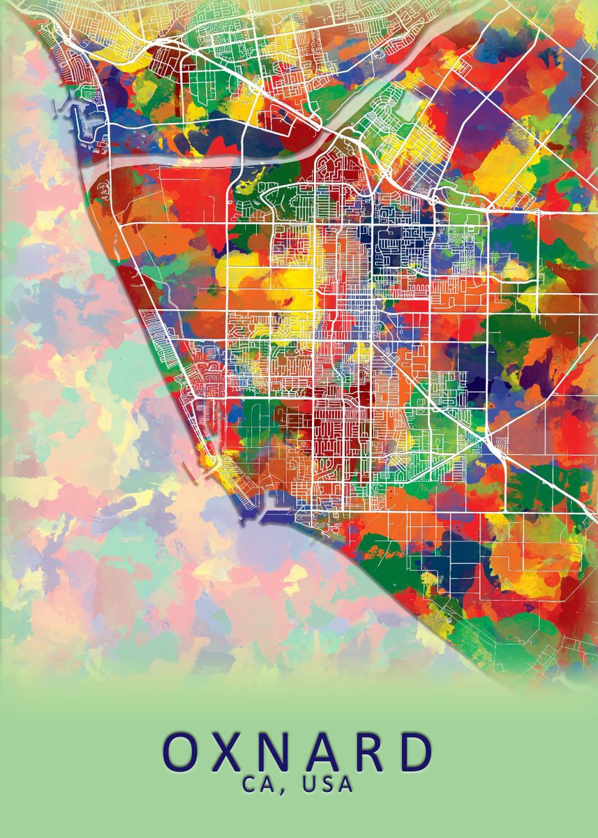 'Oxnard CA USA City Map' Poster by City Map Art Prints | Displate