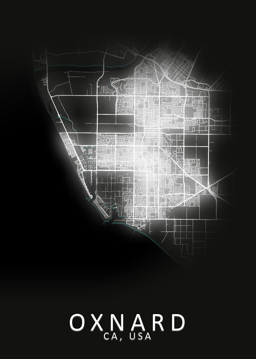 'Oxnard CA USA City Map' Poster, picture, metal print, paint by City ...