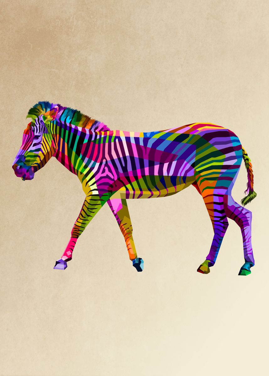 'colorful zebra' Poster, picture, metal print, paint by peri priatna ...