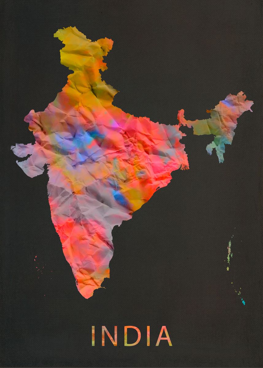 'India Tie Dye Country Map' Poster by Design Turnpike | Displate