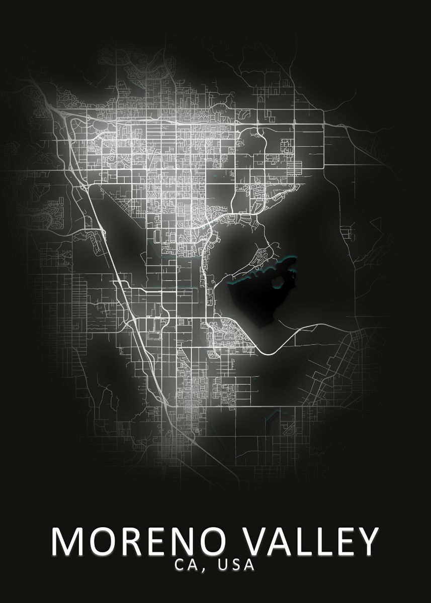 'Moreno Valley USA City Map' Poster, picture, metal print, paint by ...