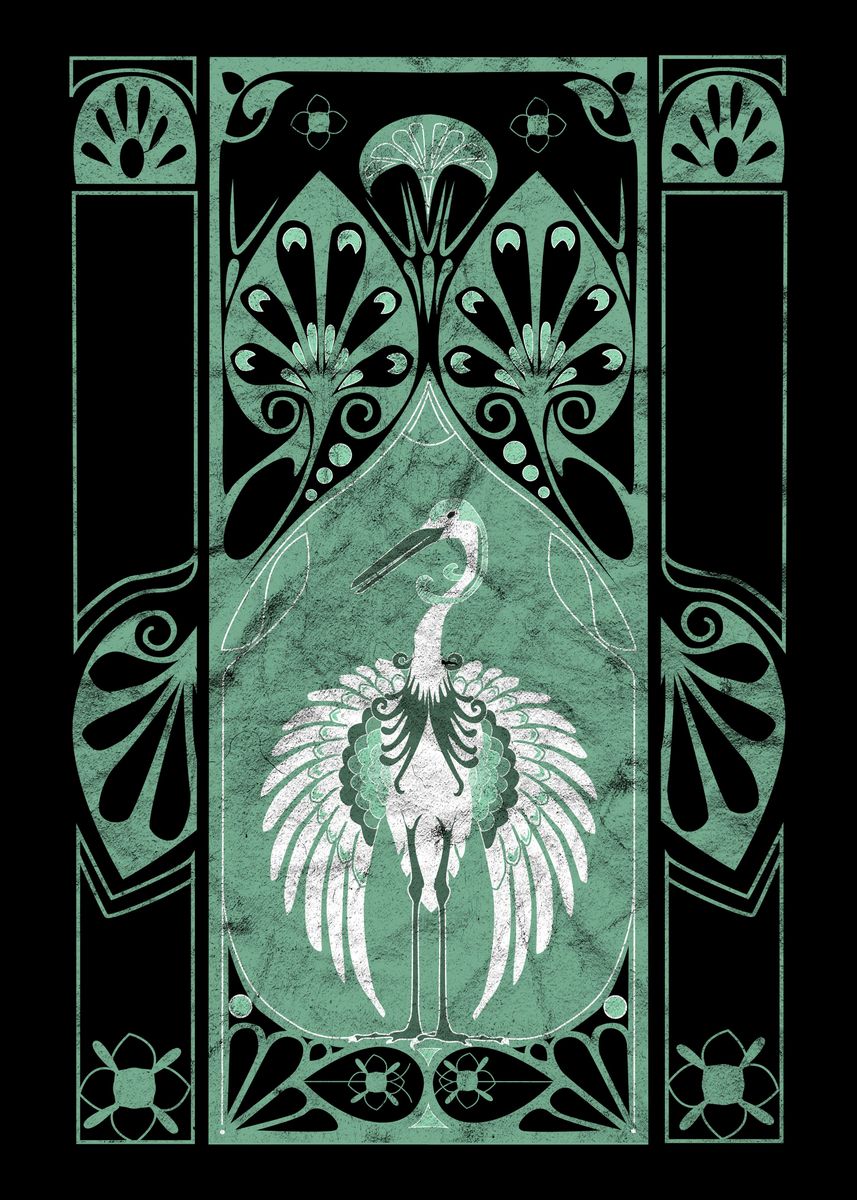 'Art Deco Crane' Poster by Elizabeth Ford | Displate