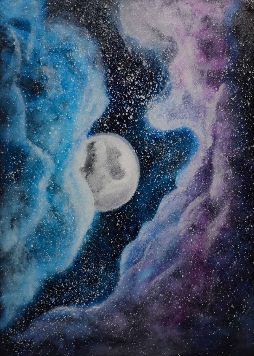 'Peek A Boo Moon' Poster, picture, metal print, paint by Enemerio ...