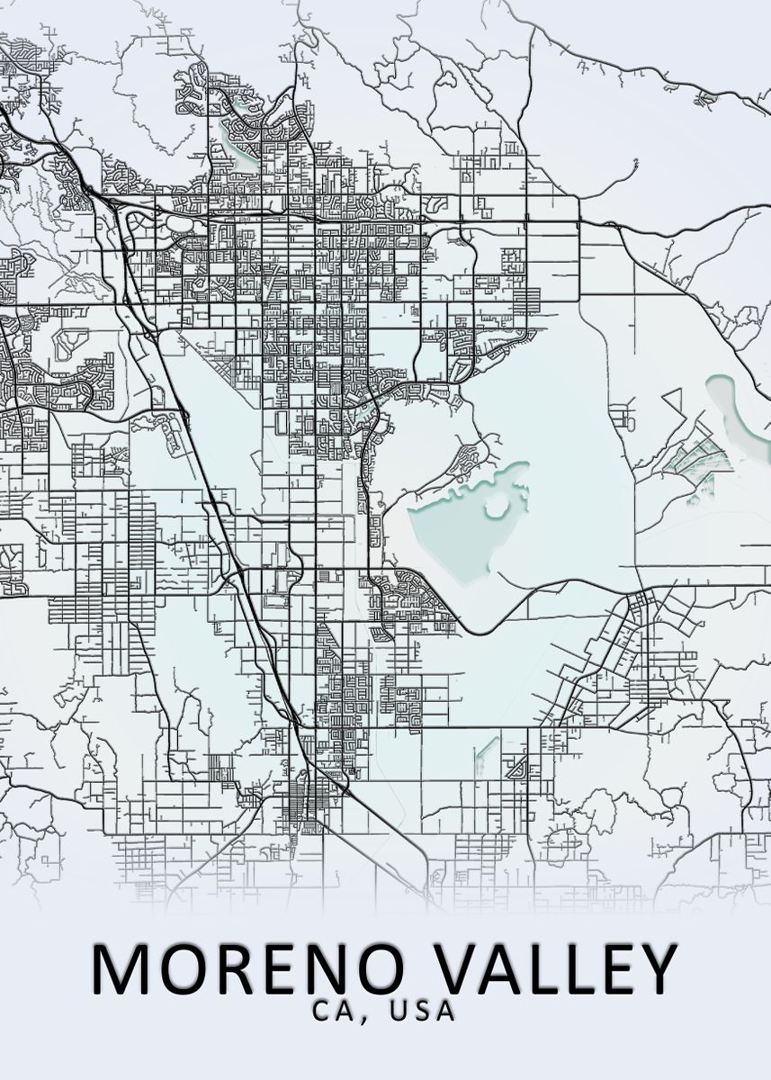 'Moreno Valley USA City Map' Poster, picture, metal print, paint by ...
