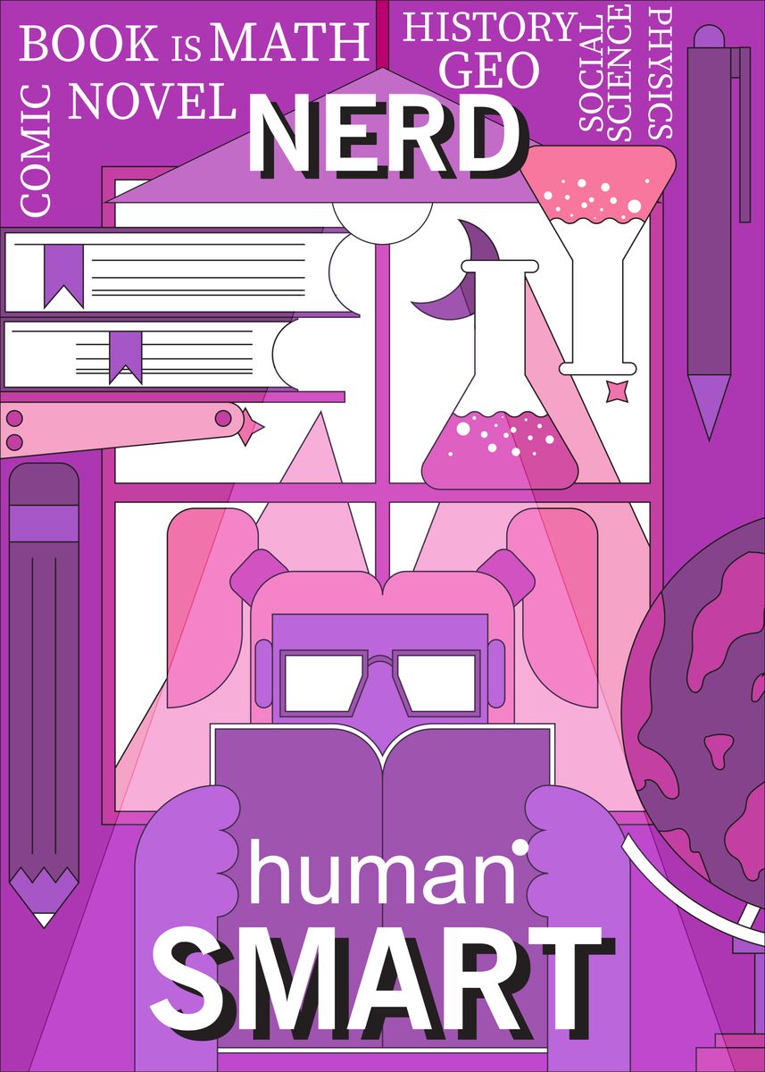 'Nerd illustration flat' Poster, picture, metal print, paint by Zamzam ...