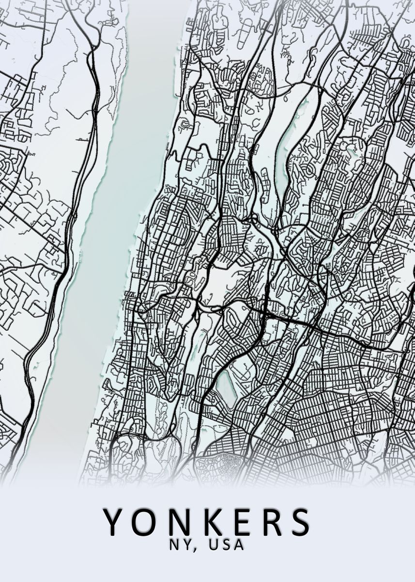 'Yonkers NY USA City Map' Poster, picture, metal print, paint by City ...