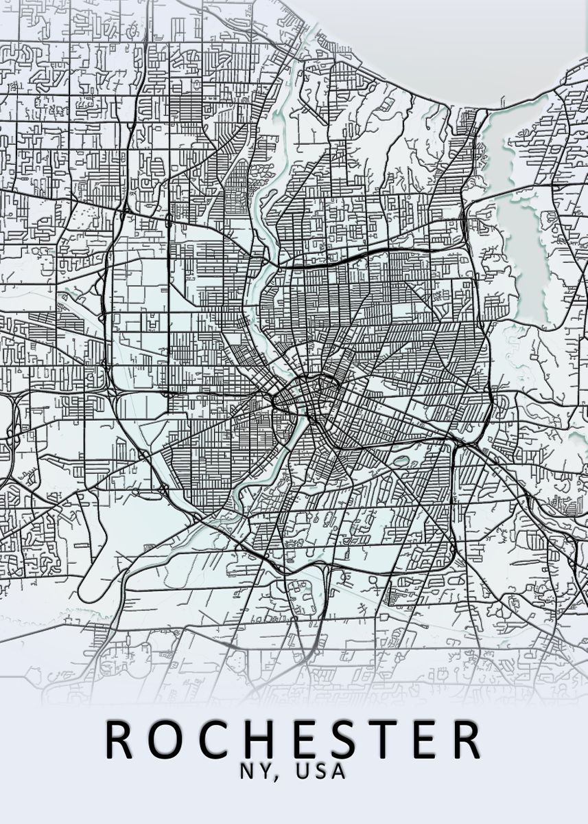 'Rochester USA City Map' Poster, picture, metal print, paint by City ...