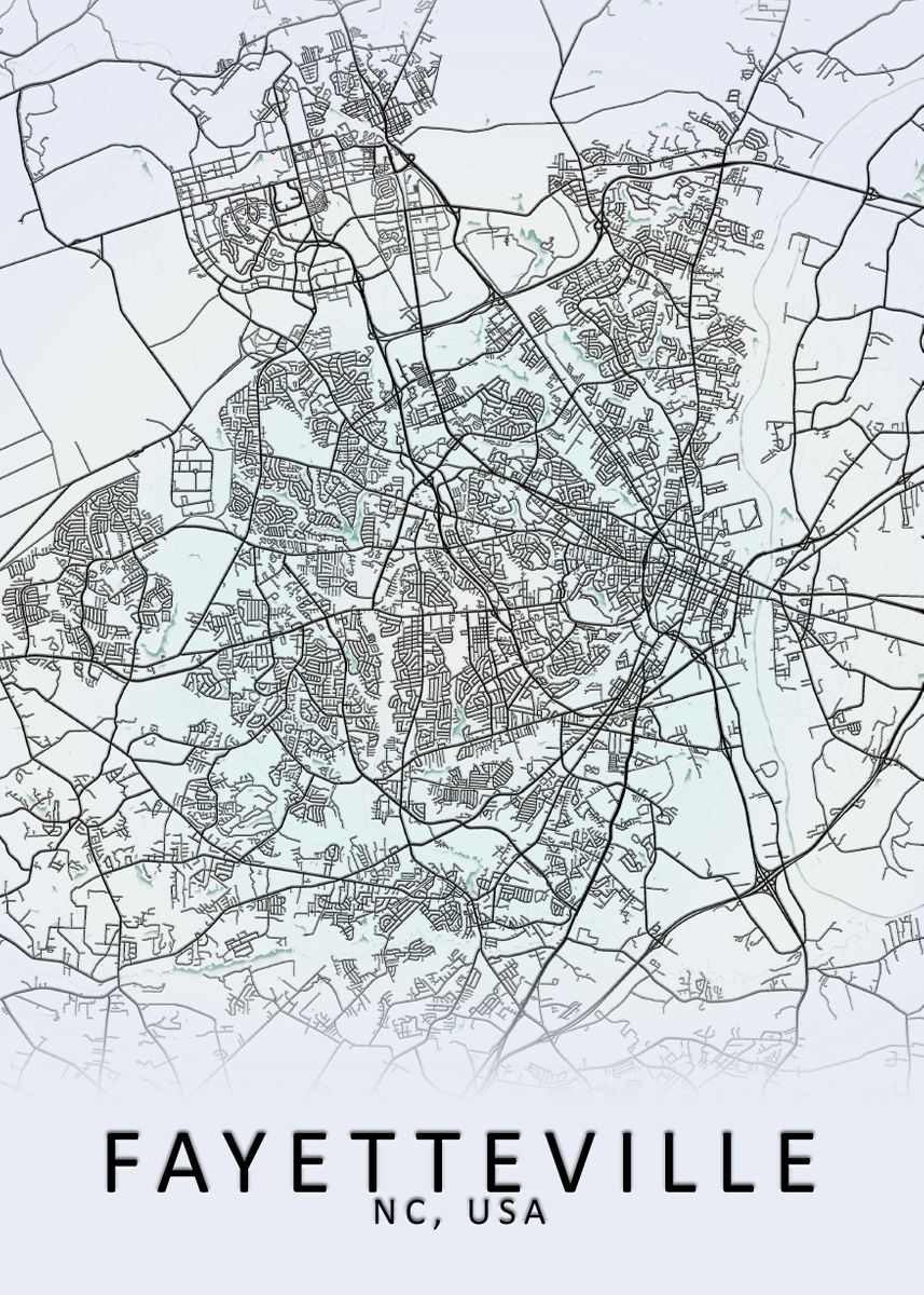 'Fayetteville USA City Map' Poster, picture, metal print, paint by City ...