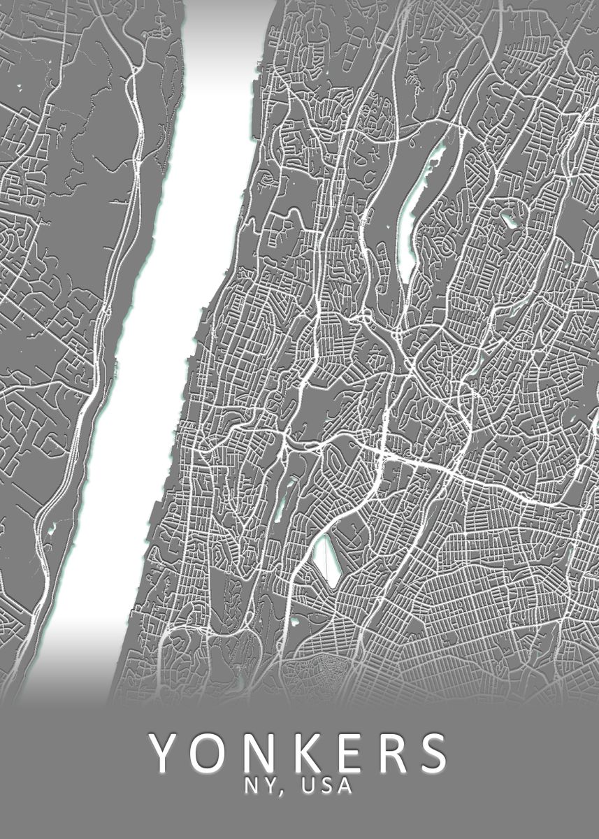 'Yonkers NY USA City Map' Poster by City Map Art Prints | Displate