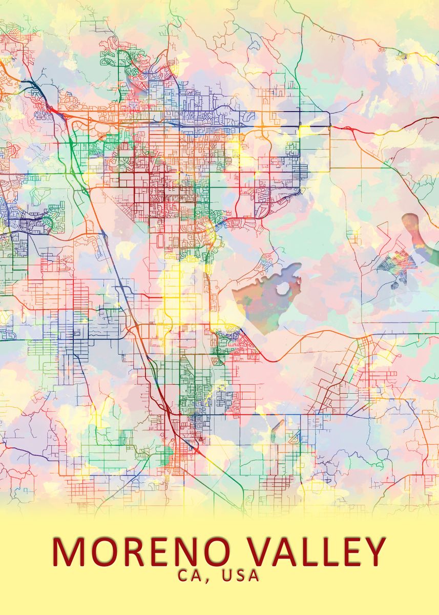 'Moreno Valley USA City Map' Poster by City Map Art Prints | Displate