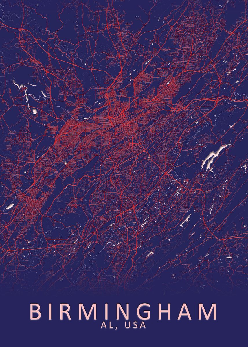 'Birmingham USA City Map' Poster by City Map Art Prints | Displate