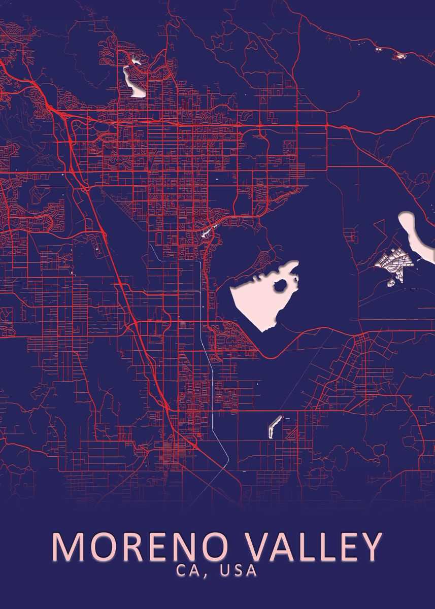 'Moreno Valley USA City Map' Poster by City Map Art Prints | Displate