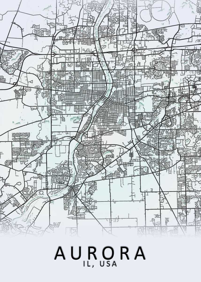 'Aurora IL USA City Map' Poster, picture, metal print, paint by City ...