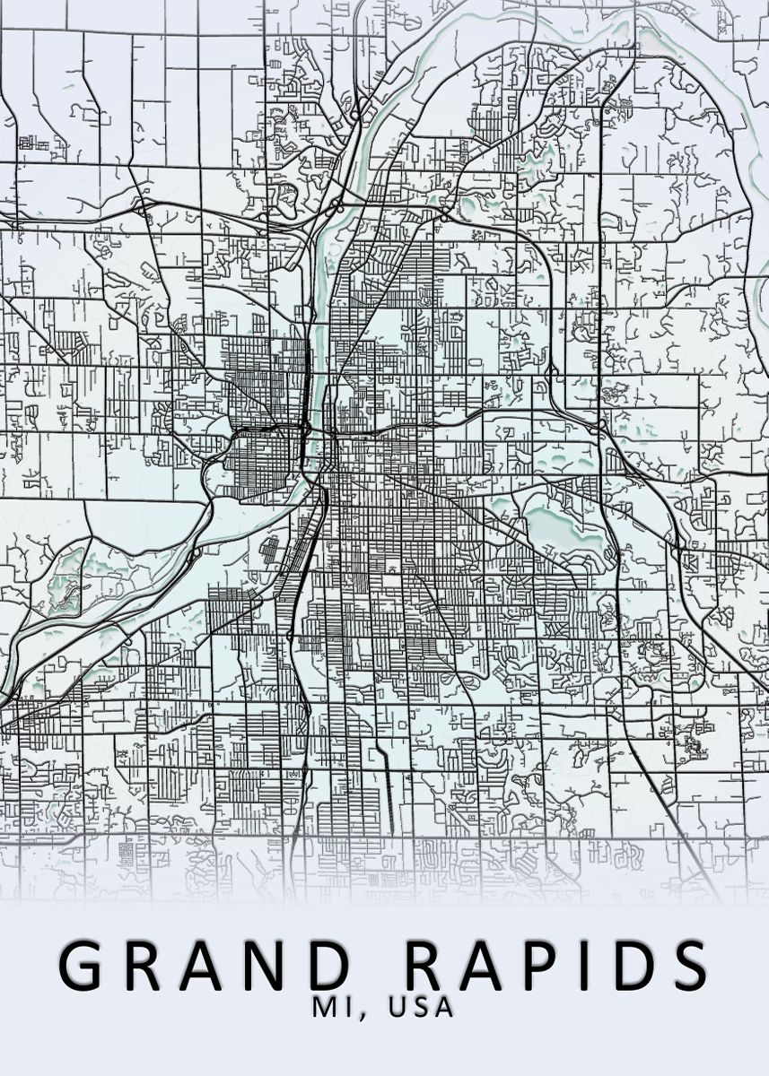 'Grand Rapids USA City Map' Poster by City Map Art Prints | Displate