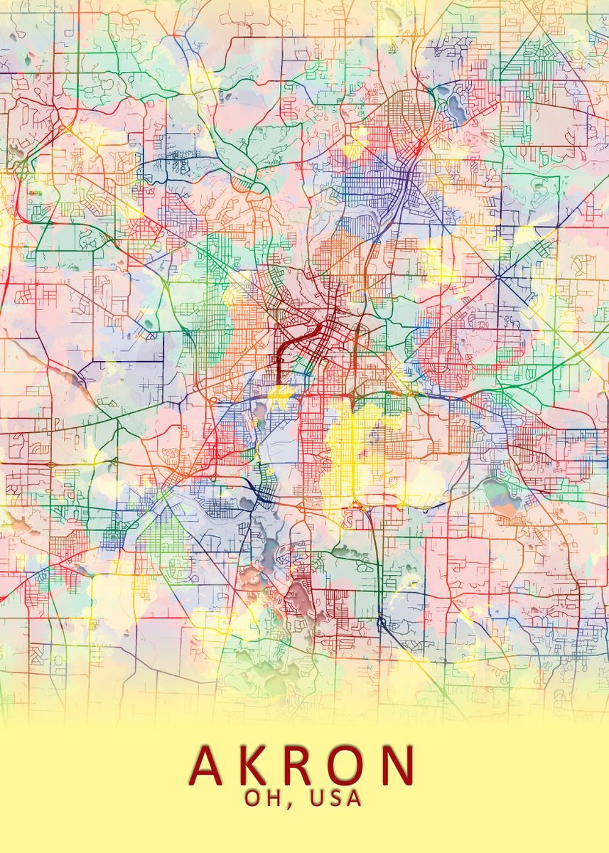 'Akron OH USA City Map' Poster by City Map Art Prints | Displate