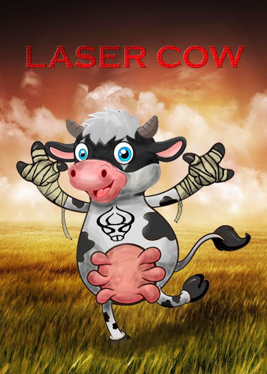 'LASER COW MINI ' Poster, picture, metal print, paint by Angel Roca ...