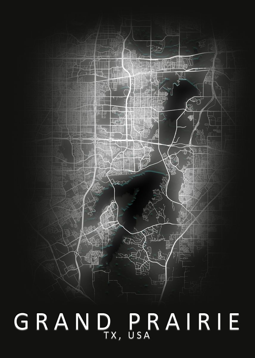 'Grand Prairie USA City Map' Poster, picture, metal print, paint by ...