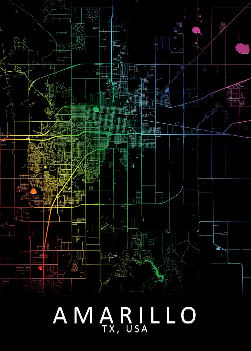 'Amarillo TX USA City Map' Poster, picture, metal print, paint by City ...