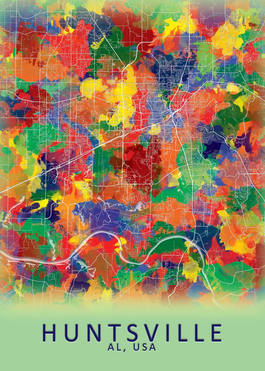 'Huntsville AL USA City Map' Poster by City Map Art Prints | Displate