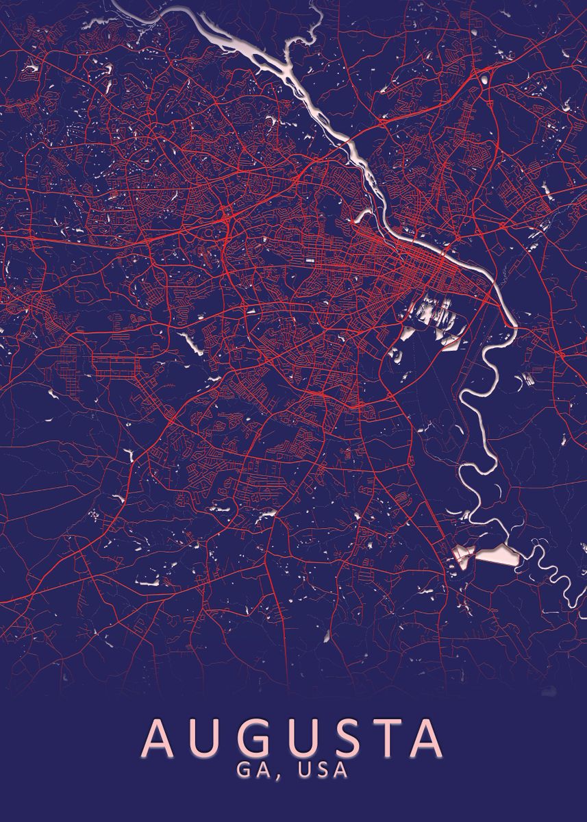 'Augusta GA USA City Map' Poster by City Map Art Prints | Displate