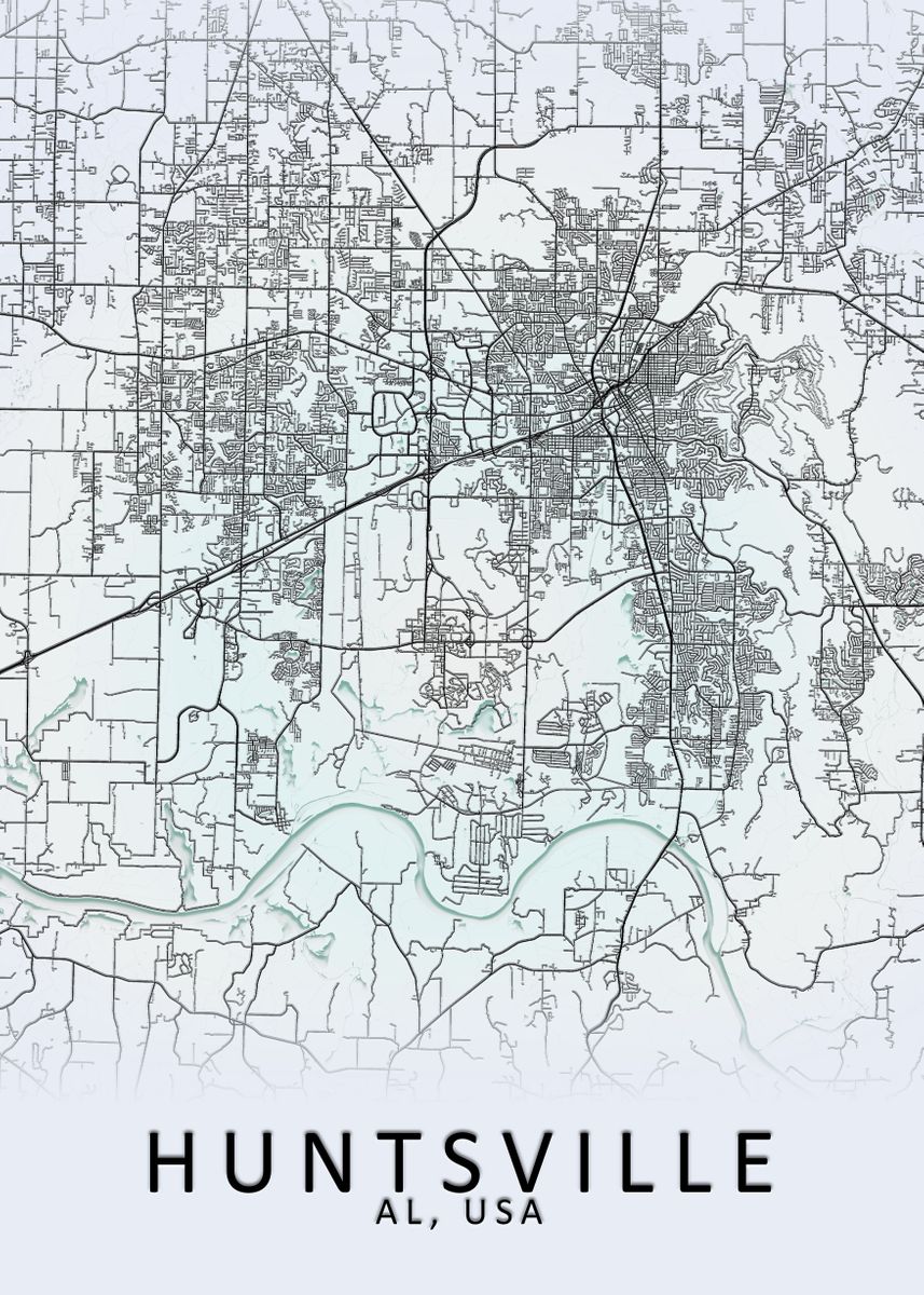 'Huntsville AL USA City Map' Poster, picture, metal print, paint by ...