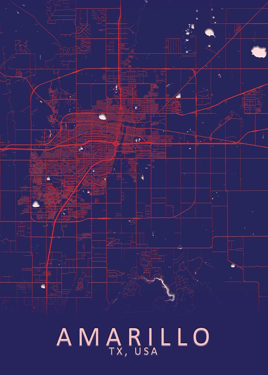 'Amarillo TX USA City Map' Poster by City Map Art Prints | Displate