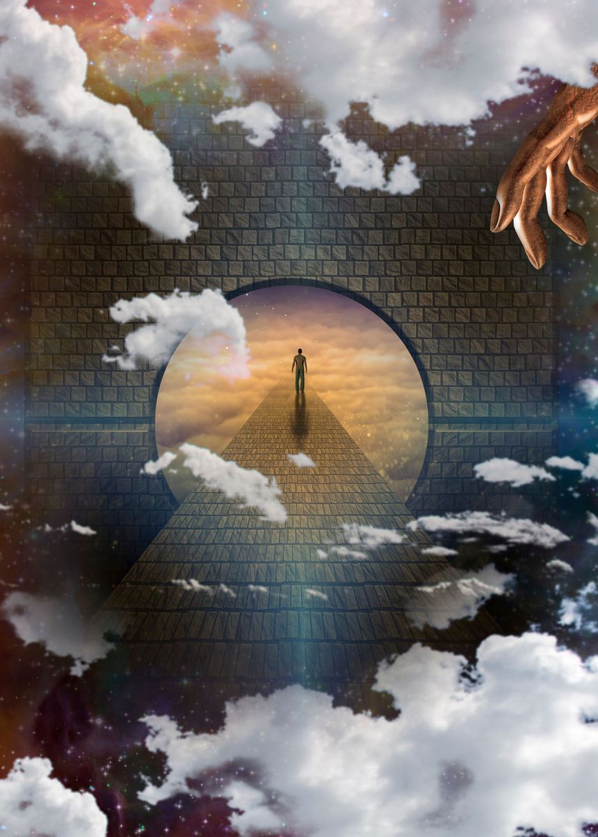 'Human greets god' Poster, picture, metal print, paint by Bruce Rolff ...