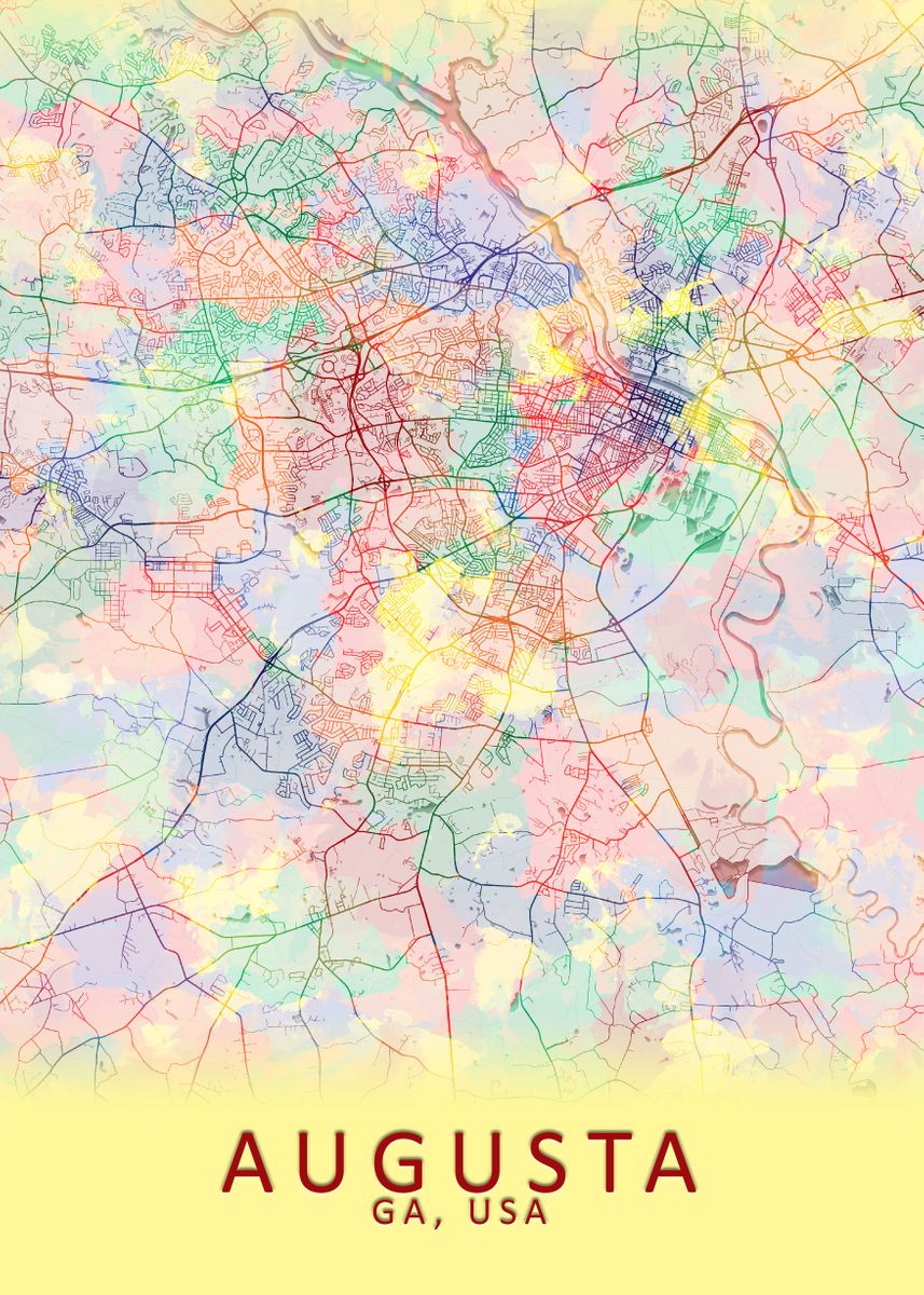 'Augusta GA USA City Map' Poster, picture, metal print, paint by City ...