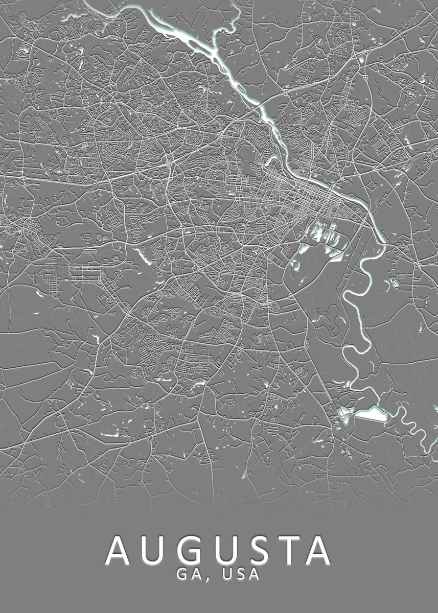 'Augusta GA USA City Map' Poster, picture, metal print, paint by City ...