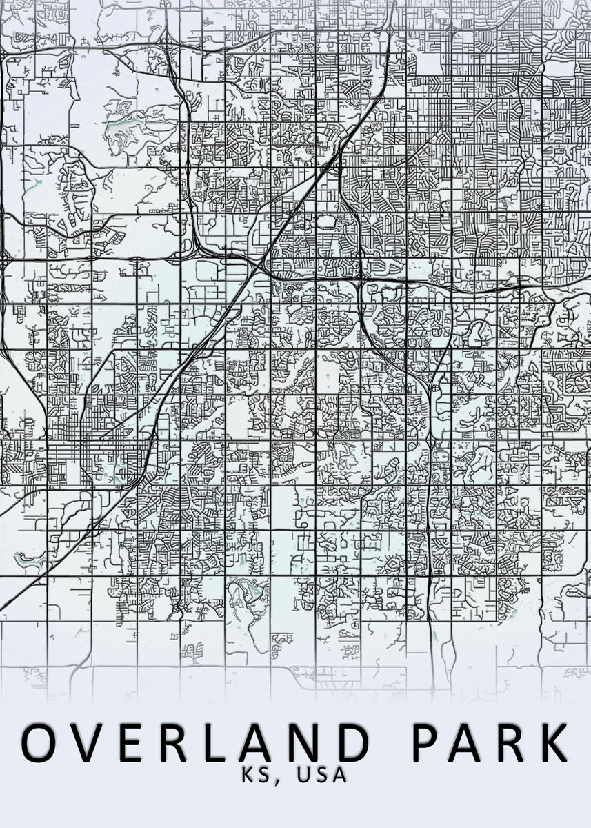 'Overland Park USA City Map' Poster, picture, metal print, paint by ...