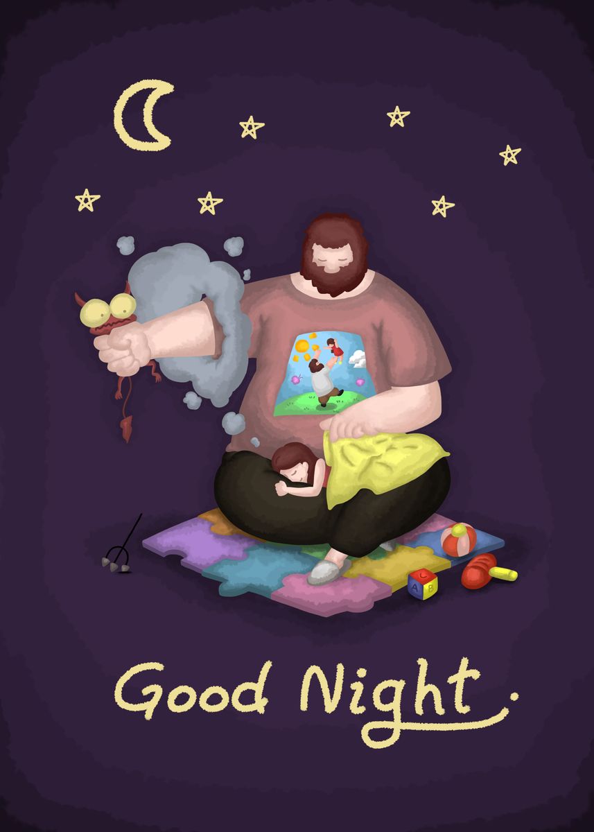 'Good Night' Poster, picture, metal print, paint by Chee Hong | Displate
