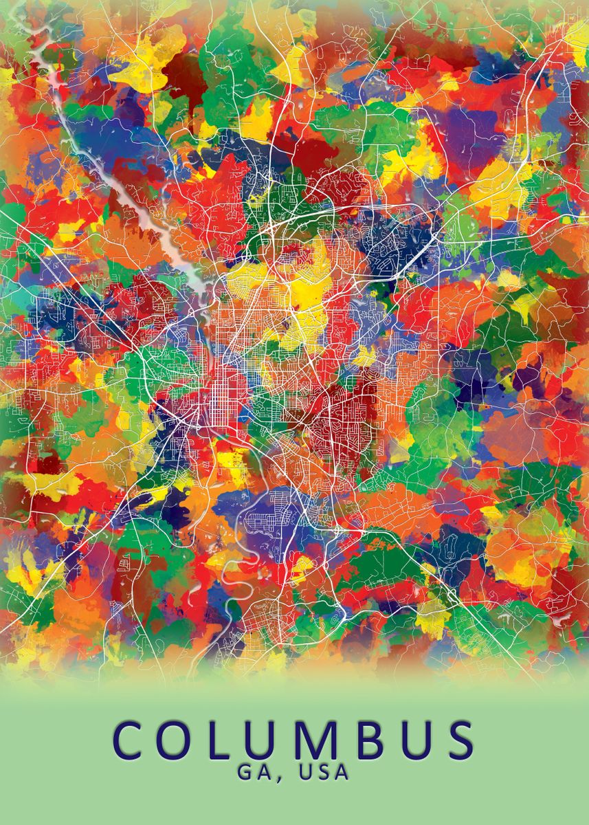 'Columbus GA USA City Map' Poster by City Map Art Prints | Displate