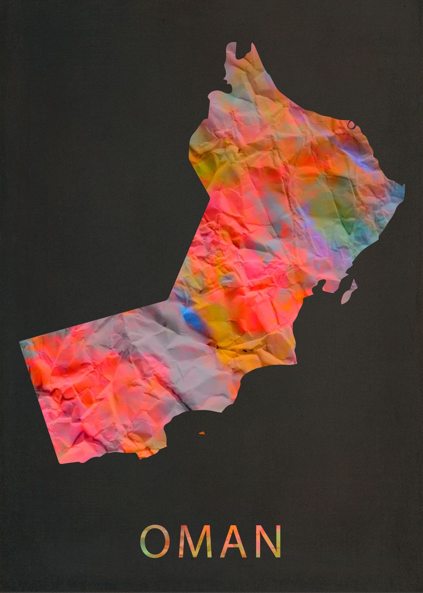 'Oman Tie Dye Map Country' Poster by Design Turnpike | Displate