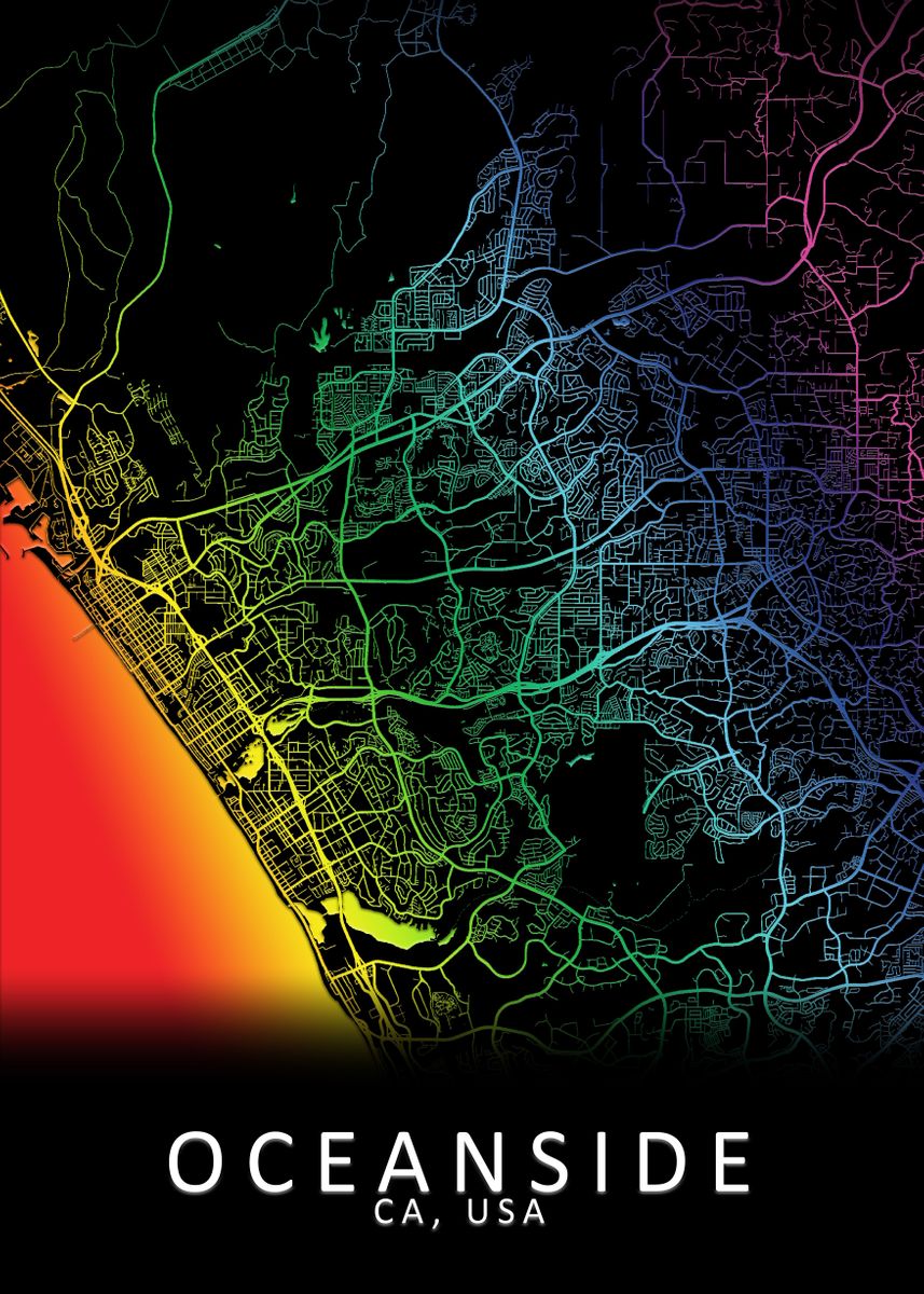 'Oceanside CA USA City Map' Poster by City Map Art Prints | Displate
