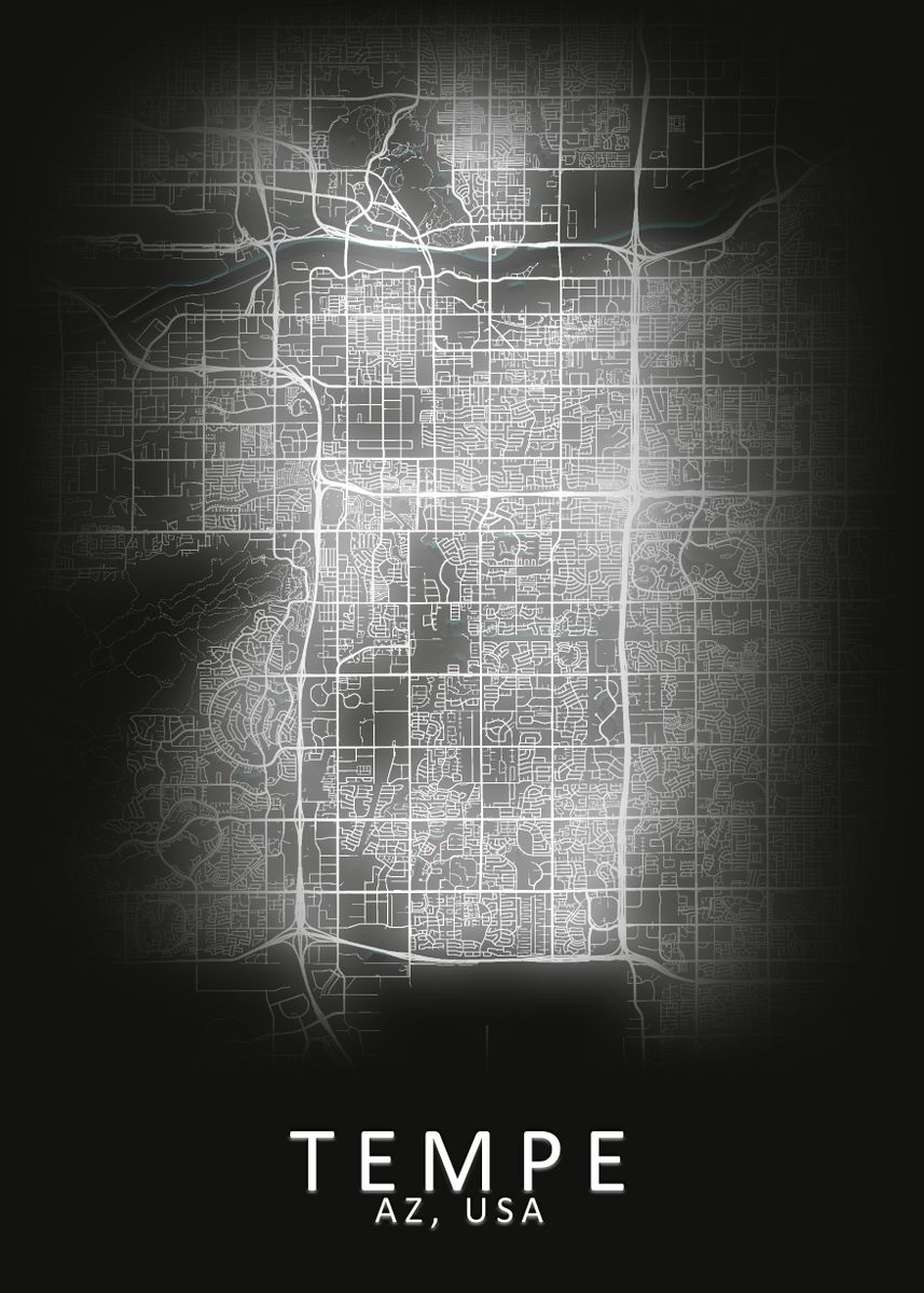 'Tempe AZ USA City Map' Poster, picture, metal print, paint by City Map ...