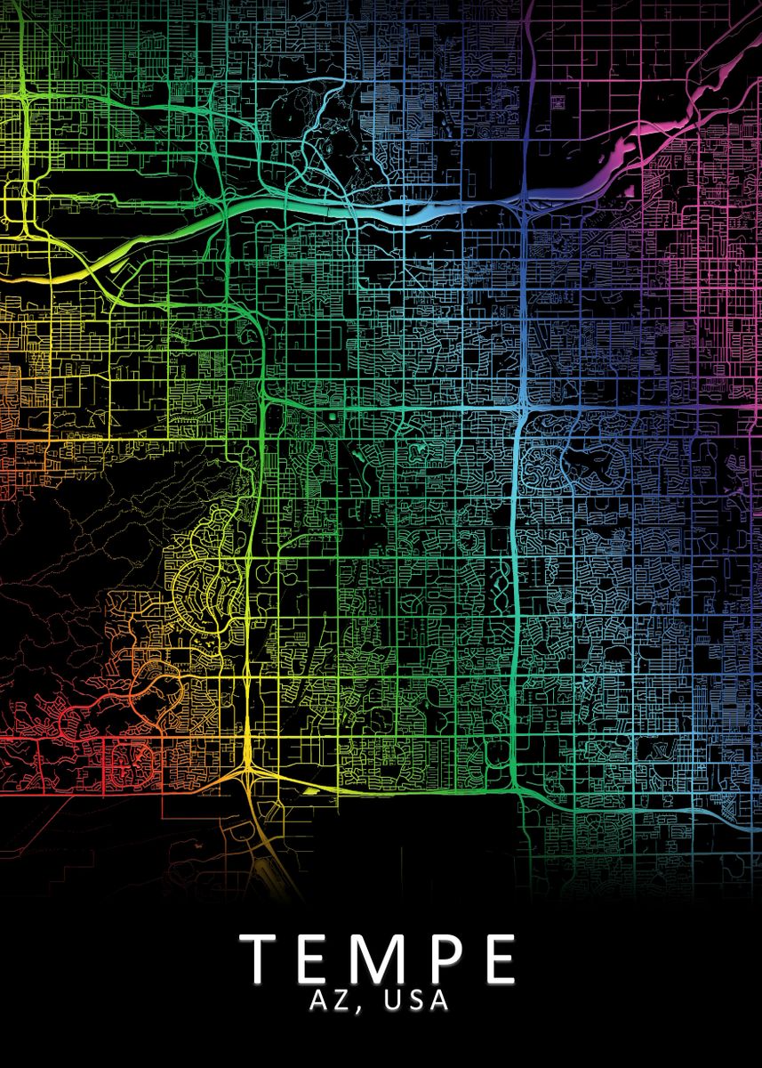'Tempe AZ USA City Map' Poster, picture, metal print, paint by City Map ...