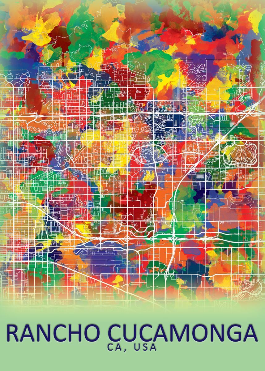 'Rancho Cucamonga USA Map' Poster by City Map Art Prints | Displate