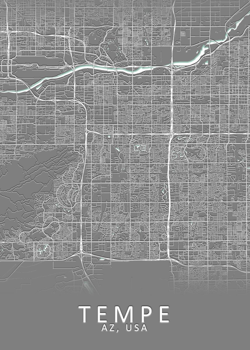 'Tempe AZ USA City Map' Poster, picture, metal print, paint by City Map ...