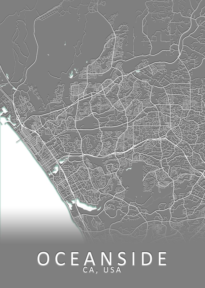 'Oceanside CA USA City Map' Poster, picture, metal print, paint by City ...