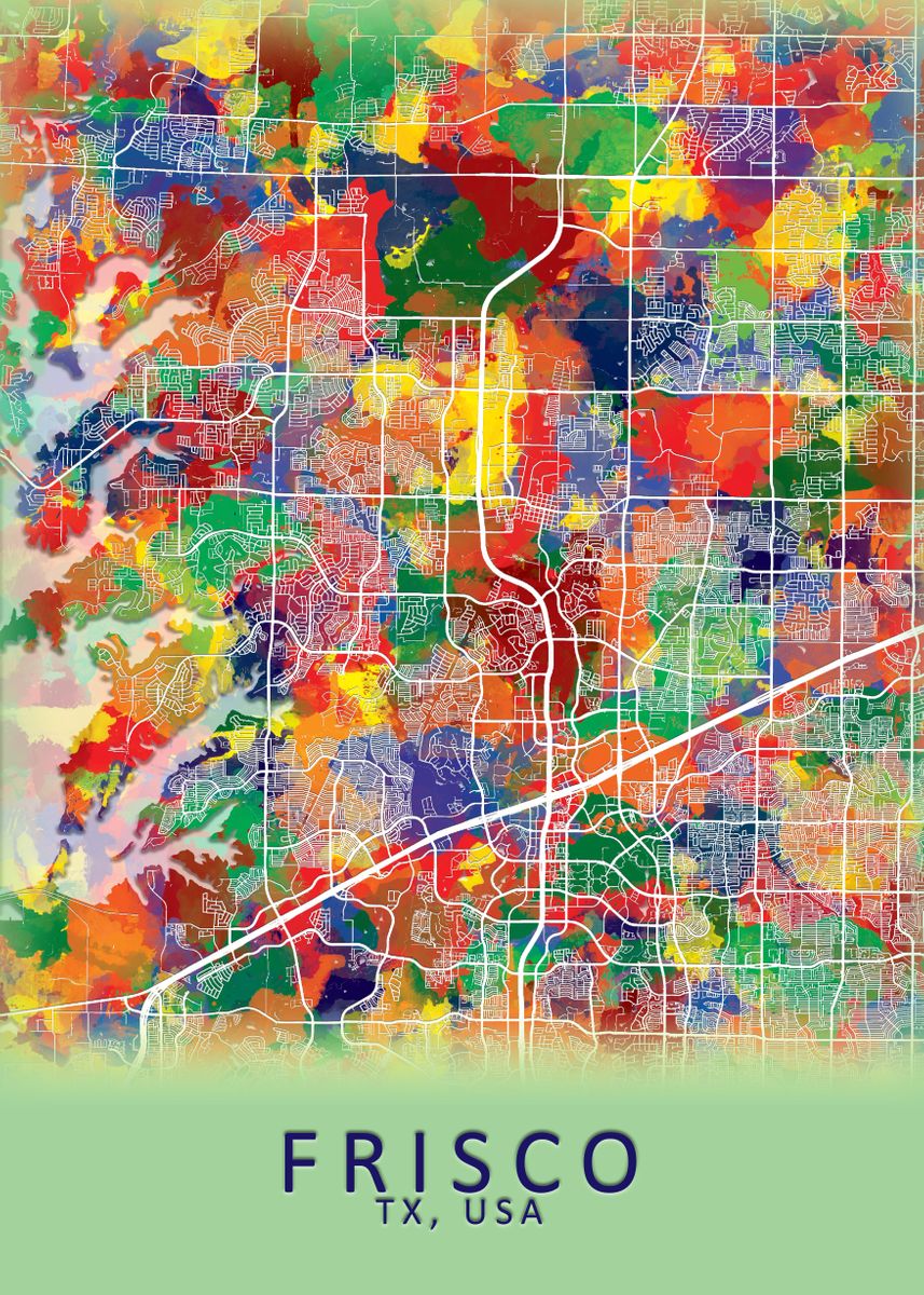 'Frisco TX USA City Map' Poster, picture, metal print, paint by City ...