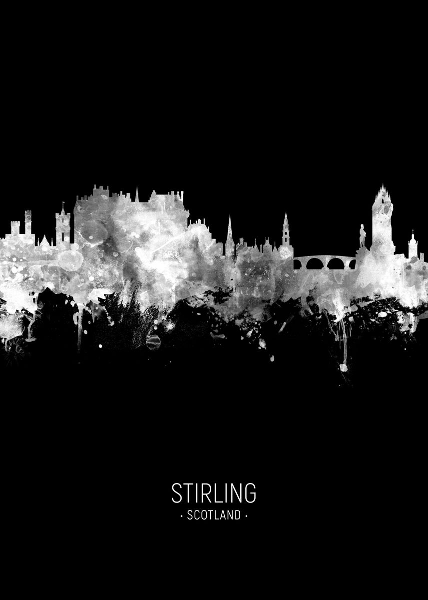 'Stirling Scotland Skyline' Poster, picture, metal print, paint by ...
