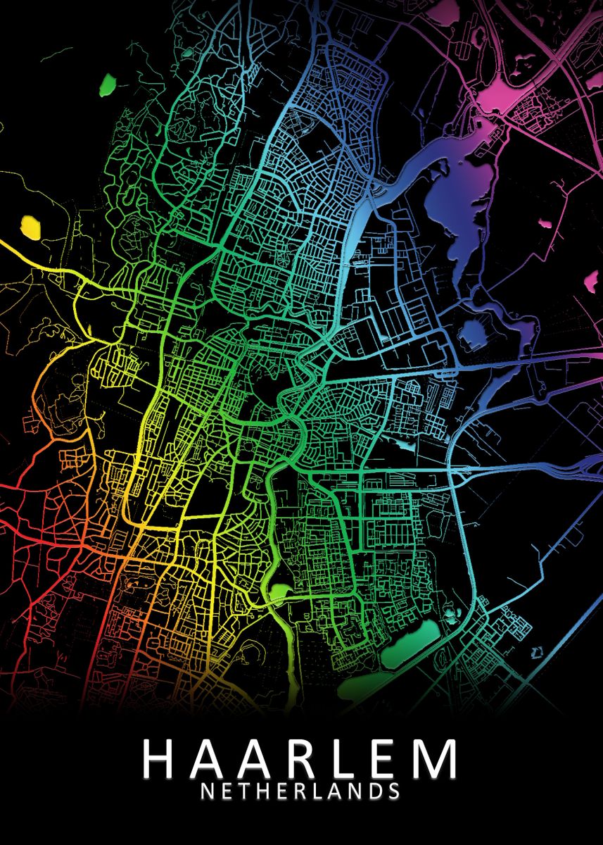 'Haarlem Netherlands Map' Poster, picture, metal print, paint by City ...