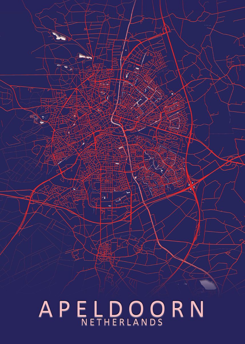 'Apeldoorn Netherlands Map' Poster, picture, metal print, paint by City ...